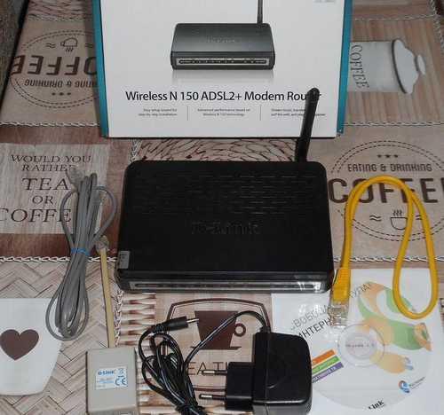 Модем-роутер DSL-2640U c Wi-Fi, комплект