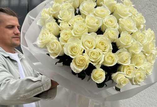 Белая роза 70 см доставка букет цветов