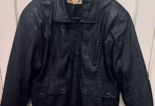 Винтажная кожаная куртка-бандитка-бомбер из 90-х