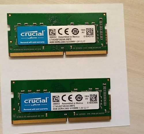 Оперативная память DDR4 Crucial 4 Гб SO-dimm (2 пл