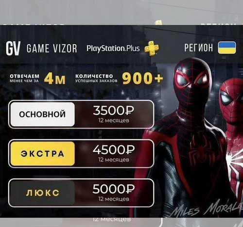 Подписка ps plus 12 месяцев для любого региона