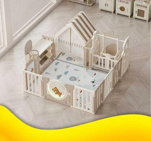 Манеж unix Kids DeLuxe House&Storage Camel