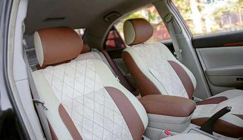 Каркасные авточехлы кожа Toyota Avensis (2gn)
