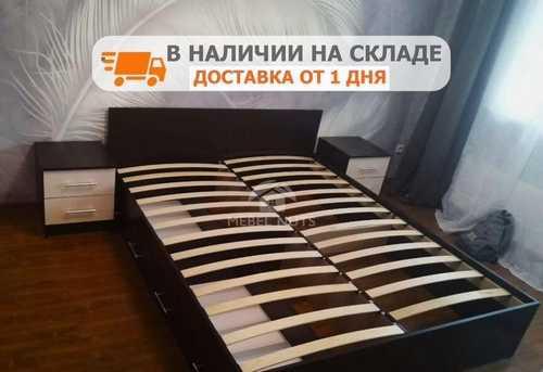 Кровать 160х200 двуспальная с ящиками в комплекте