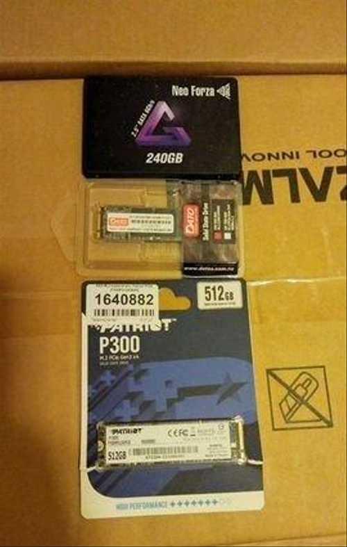 Новые SSD накопители 240-512Гб sata3, M2