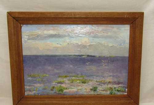 Картина старинная "Озеро Селигер" 1969 год №7369