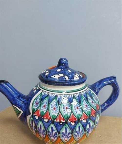 Чайник,ручная роспись,синий