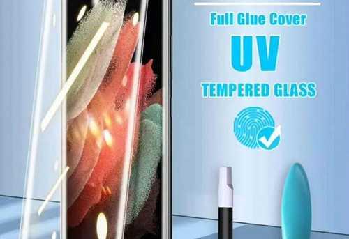 Защитное стекло samsung s21 ultra с уф-клеем
