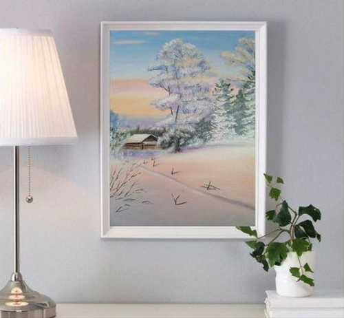 Картина маслом пейзаж "Зимушка-зима" - 30х40 см