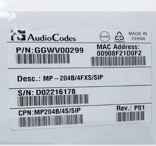 Голосовой шлюз Audiocodes MP204B/4S/SIP