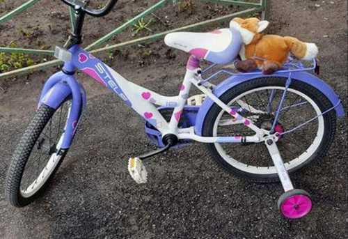 Детский велосипед Stels, бу 18 с доп. колёсами
