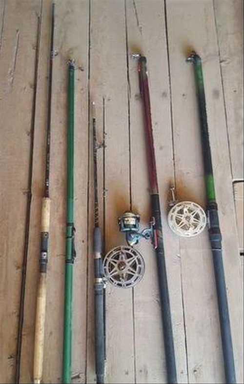 Удил б/у, с катушками "Нева" и спининг Shimano