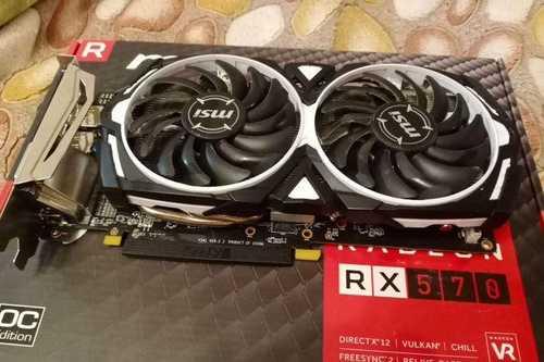 Видеокарта RX570 8Gb MSI неисправная