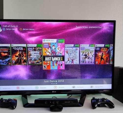 Xbox 360S 250Gb FreeBoot + Kinect + 2 геймпада