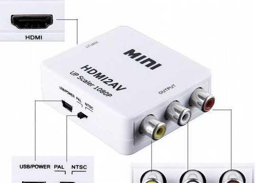 Конвертер hdmi) RCA (1x video, 2x audio) hdmi2AV