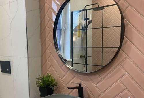 Зеркало в ванную круглое в металлической раме