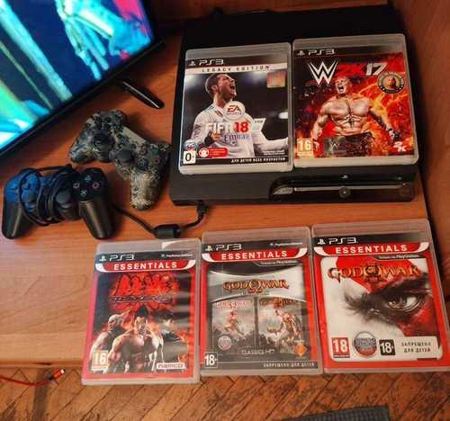 Игровая приставка ps3 с 5 играми
