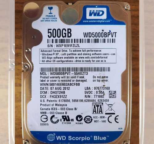 Жесткий диск WD 500gb