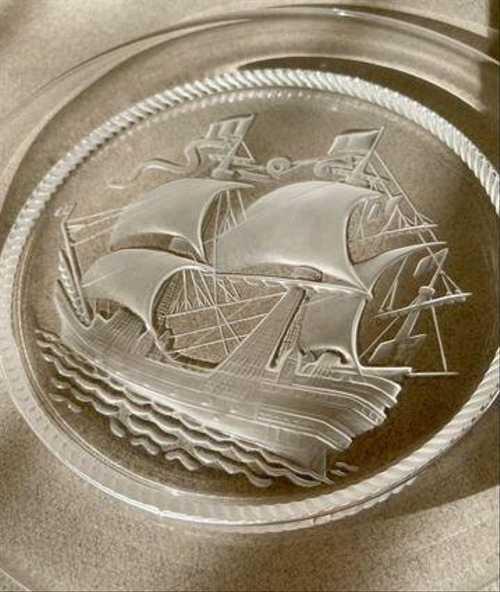 Lalique Винтажная хруст.тарелка Франция