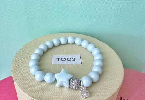 Браслет жемчуг swarovski tous серебро фианиты