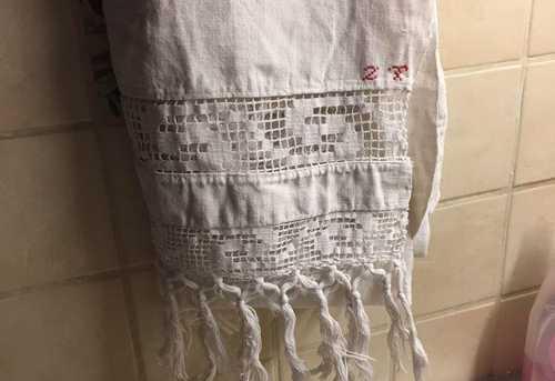Антикварное льняное полотенце с инициалами