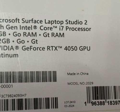 Microsoft surface laptop studio 2 - RTX4050