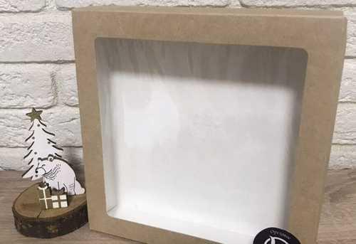 Крафт коробка с окном 20х20х4 см