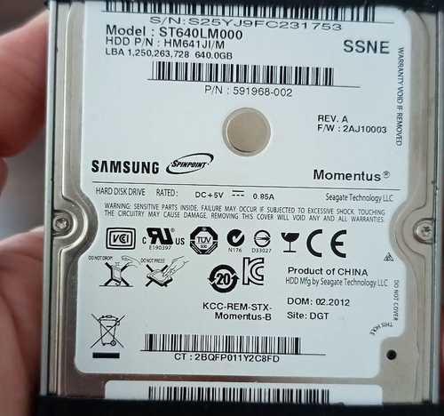 Жесткий диск 2,5" Samsung ST640LM001 640gb