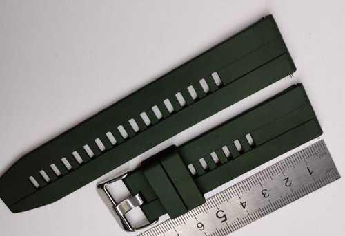 Силиконовый ремешок для часов 22 мм тёмно-зелёный
