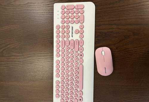 Клавиатура беспроводная и мышка розовые