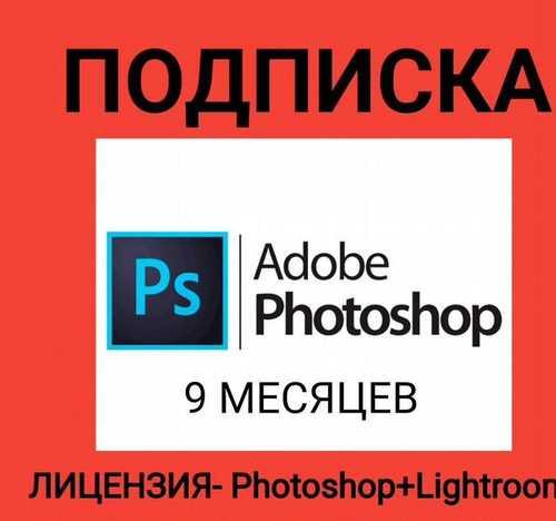 Adobe Photoshop/Lightroom Лицензия 9 месяцев