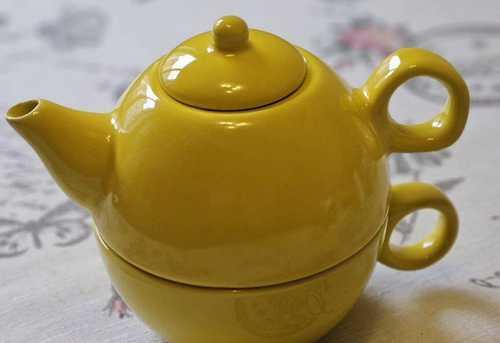Жёлтый новый заварочный чайник