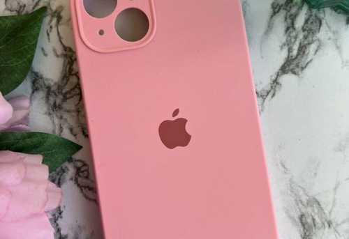 Чехол силиконовый iPhone 13 с яблоком Розовый