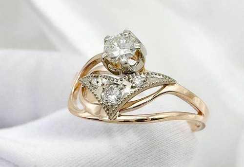 Золотое кольцо с бриллиантами 585 СССР 2.39 гр