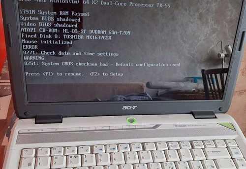 14.1" Acer Aspire 4520, 120 ГБ, Athlon 64 X2 TK-55, RAM 1 ГБ, GeForce 7000M 0.125 ГБ