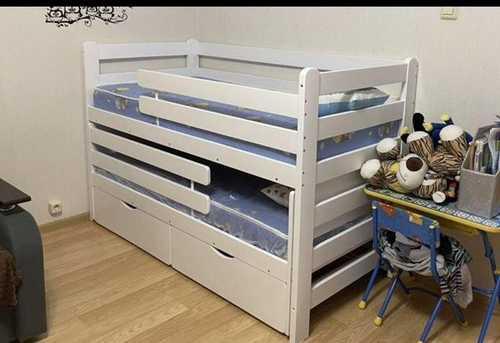 Детская выкатная кровать с ящиками