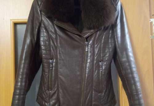 Куртка кожаная женская с мехом 42-44 р