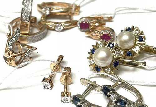 Золотые серьги и кольца с бриллиантами (16100)