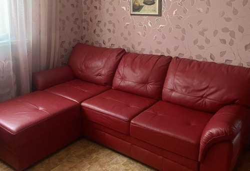 Угловой кожаный диван-кровать IKEA