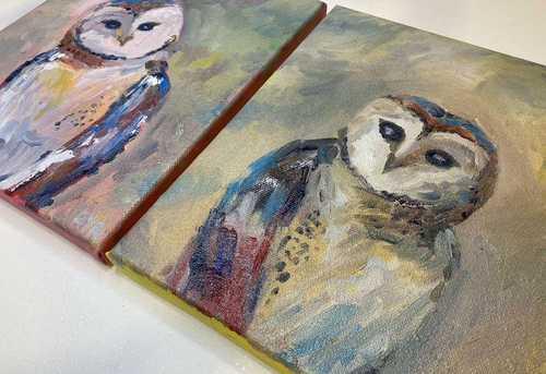 Картина диптих "Совы" 24х30 см