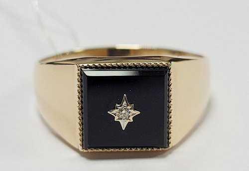Золотое кольцо мужское с бриллиантом (Рассрочка)