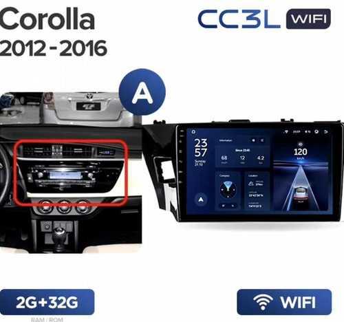 Магнитола Teyes CC3L Wifi 2/32 для Toyota Corolla