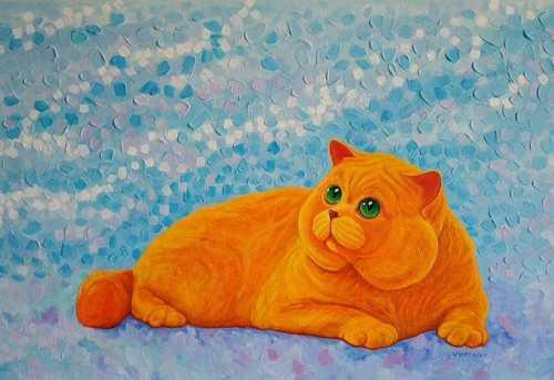 Картина 40 см на 60 см "Оранжевый котик"
