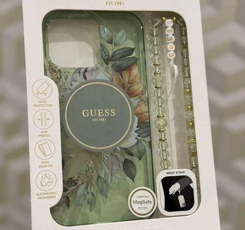 Чехол Guess iPhone 16 pro max с ремешком MagSafe