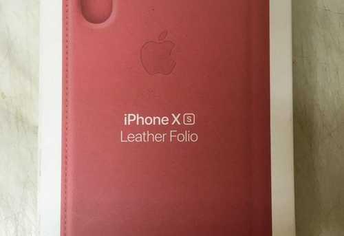 Чехол iPhone Xs Leather Folio Peony Pink