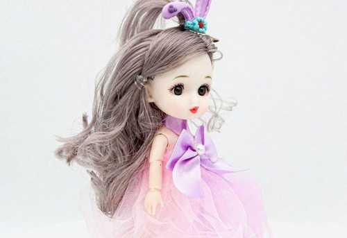 Шарнирная кукла Smile в фиолетовом платье с бантом