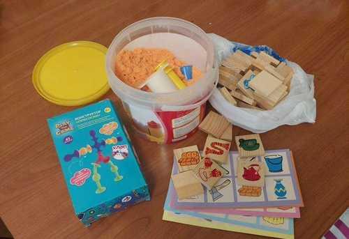 Развивающие игрушки: песок, присоски и лото