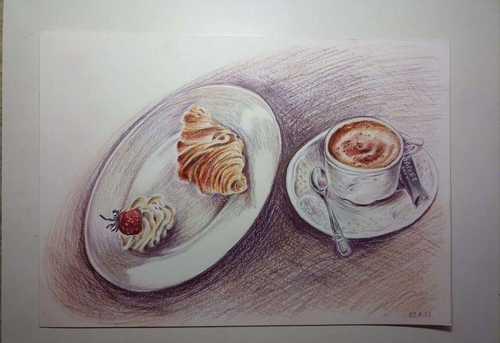 Картина" Кофе с круассаном"
