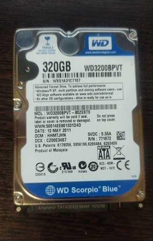 Жесткий диск WD Blue WD3200bpvt, 320гб