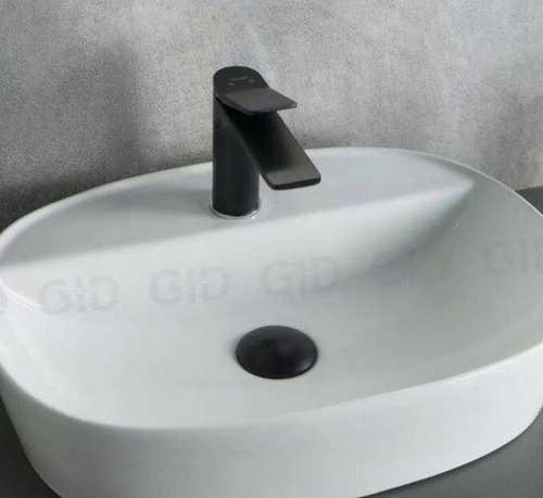 Раковина накладная GID-ceramic N9045 белый (500х38